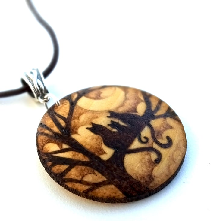Feline Family Cats in a Tree Wooden Pyrography ... - Folksy