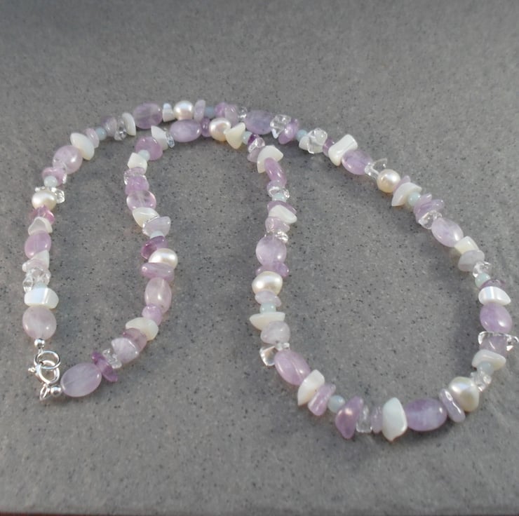Lilac Amethyst Pearl and Shell Semi Precious Ge... - Folksy