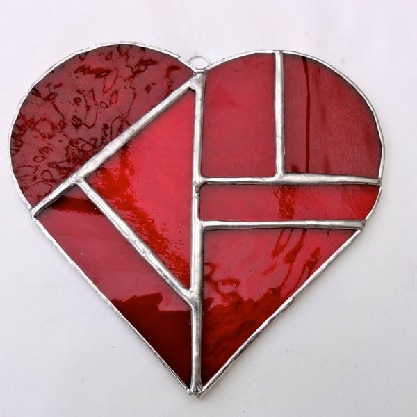 Large Stained Glass Heart Suncatcher - Red - Folksy