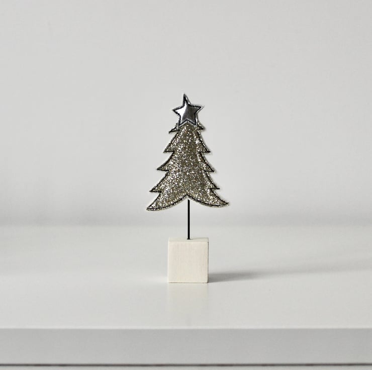 A Glittery Christmas Tree with Painted Wooden B... - Folksy