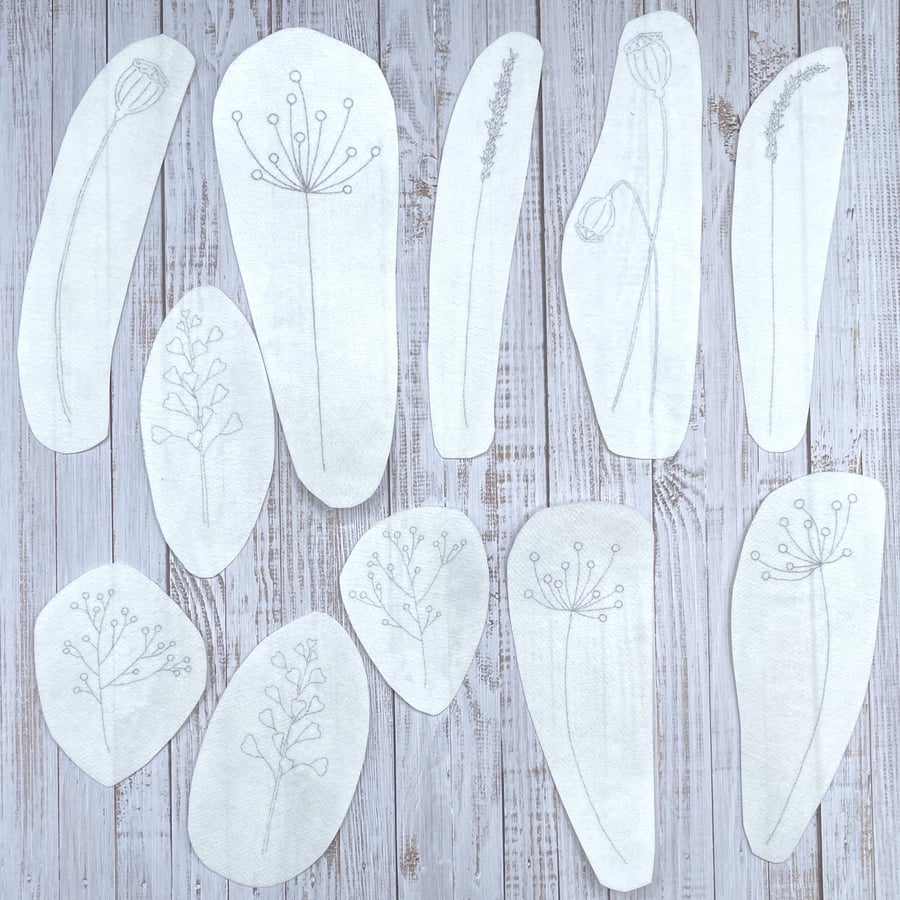 Autumn stick and stitch embroidery designs. Bot... - Folksy