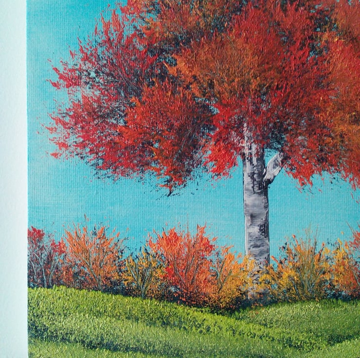 Original Oil Painting, Red Tree - Folksy