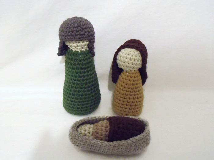 crocheted nativity scene of mary, joseph and ba... - Folksy