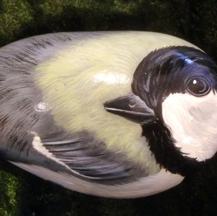 Hand painted rock garden bird - Folksy