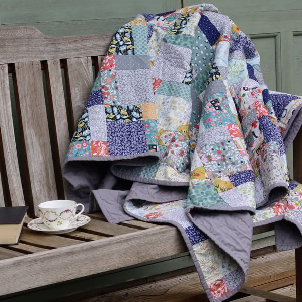 Quilt, single quilt, patchwork quilt, throw, bl... - Folksy