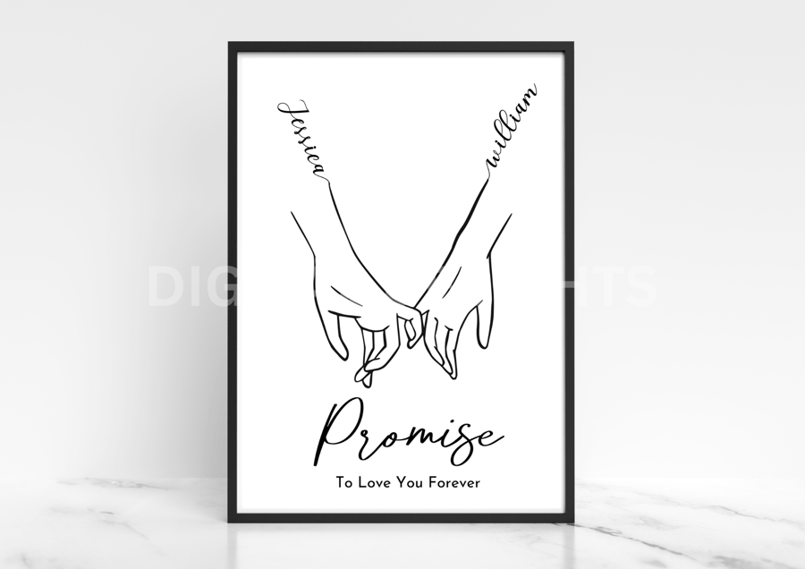 Pinky Promise Valentines Print, Couples Print, ... - Folksy
