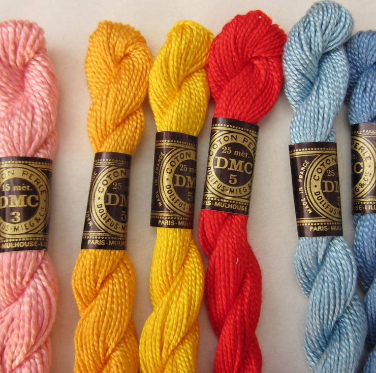 8 Skeins of DMC Cotton Perle Thread - Assorted ... - Folksy
