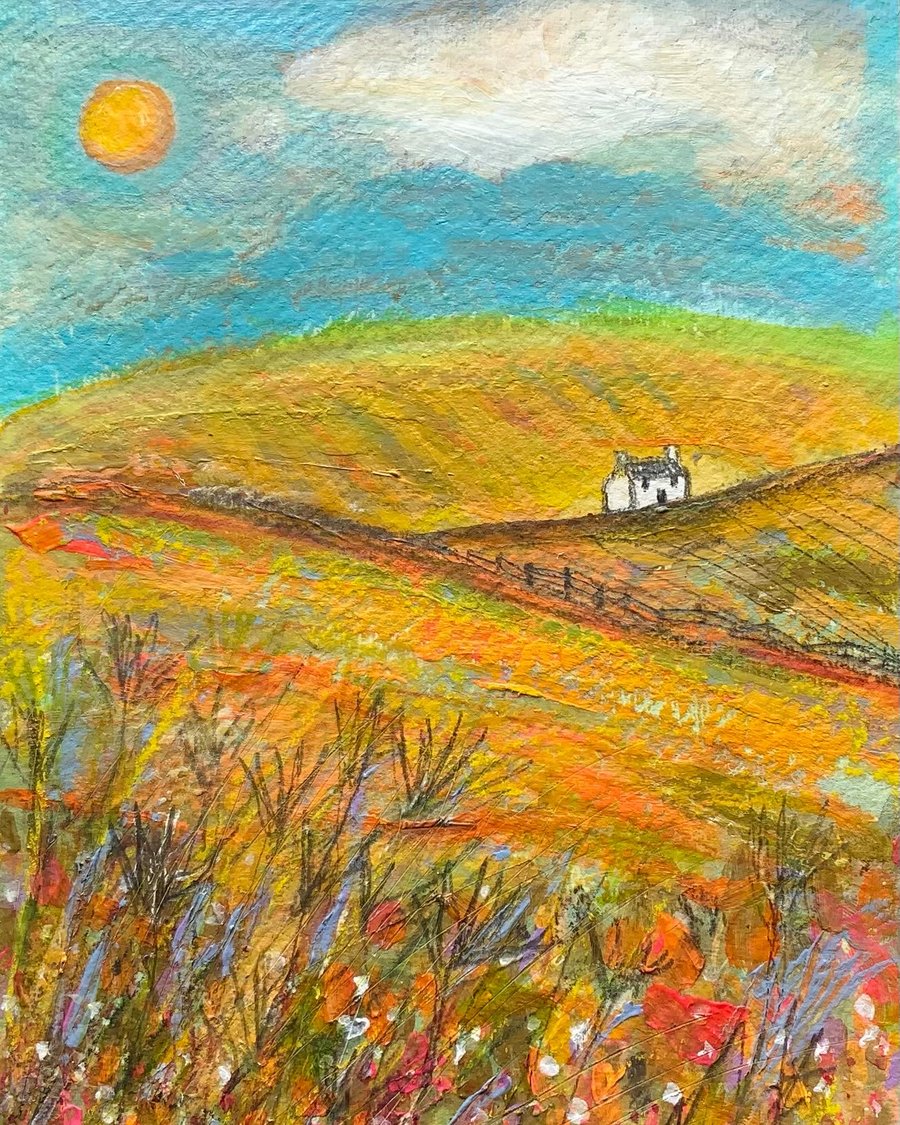 Golden Fields, original painting - Folksy
