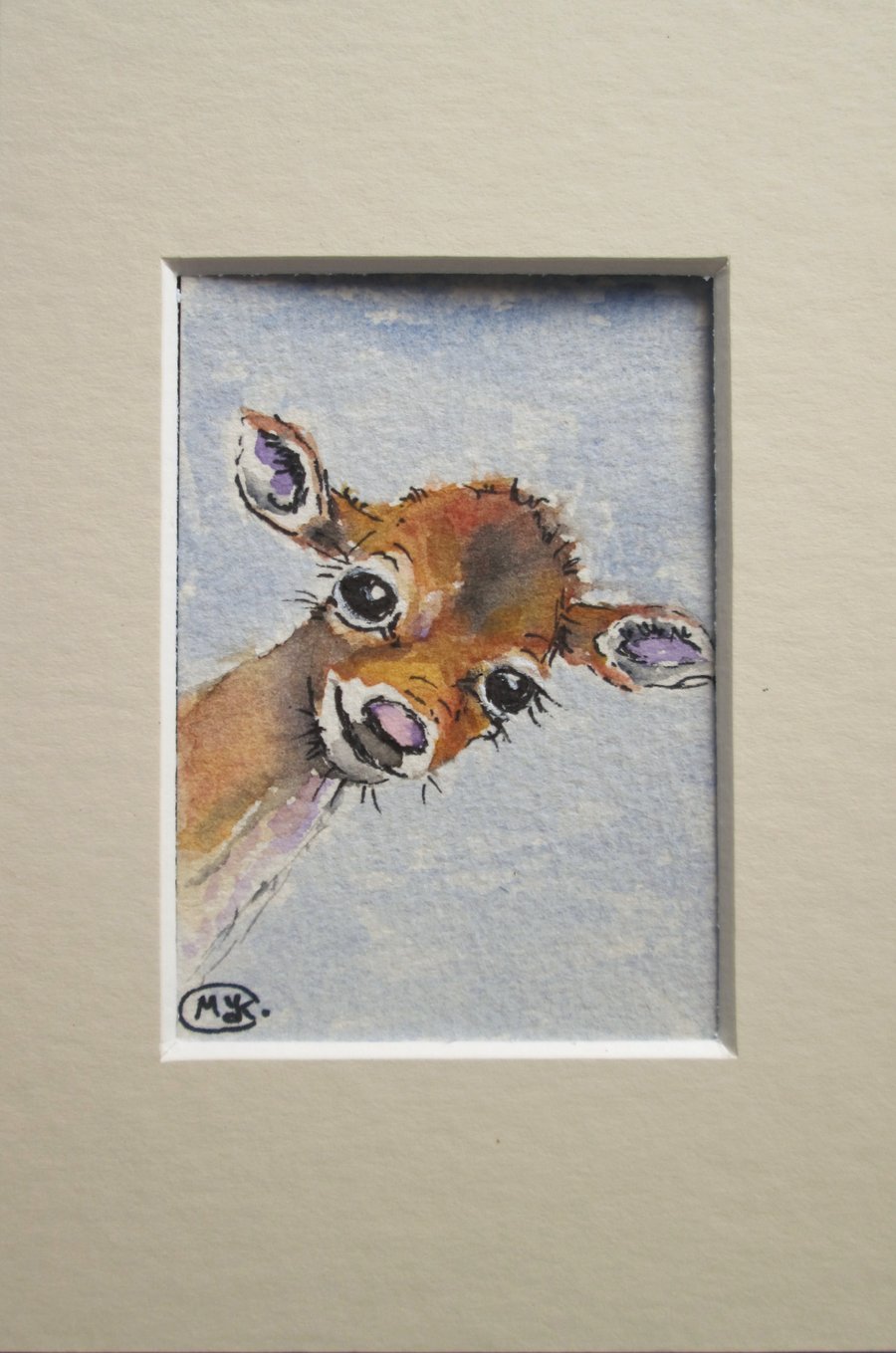 SOLD - Fawn Deer Original Miniature ACEO painting - Folksy