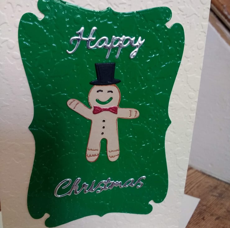 Gingerbread man top hat card - Folksy
