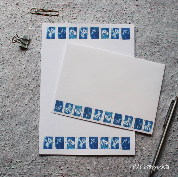 Hand Finished Seaweed Cyanotype Letter Writing ... - Folksy