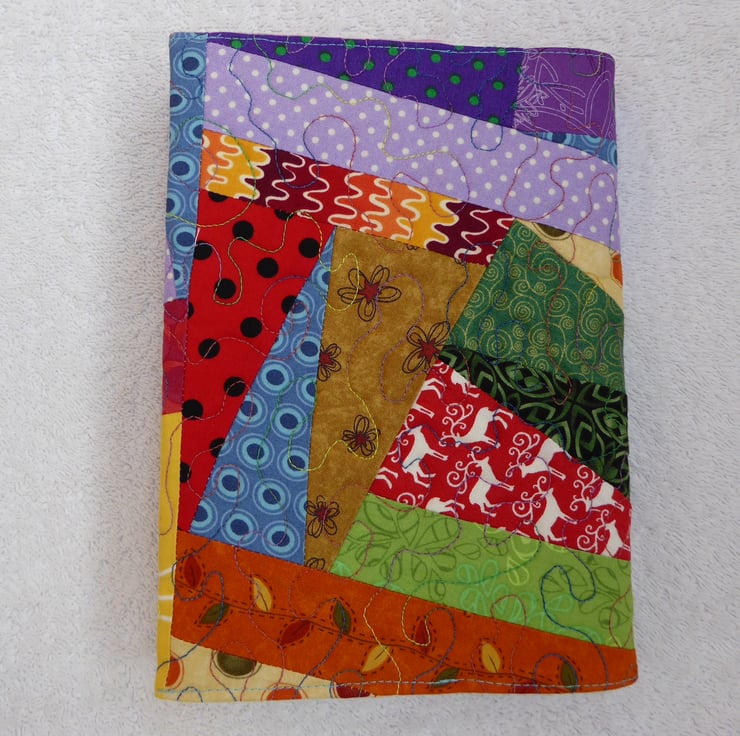 Quilted Patchwork A5 Bookcover with Felt Flower... - Folksy