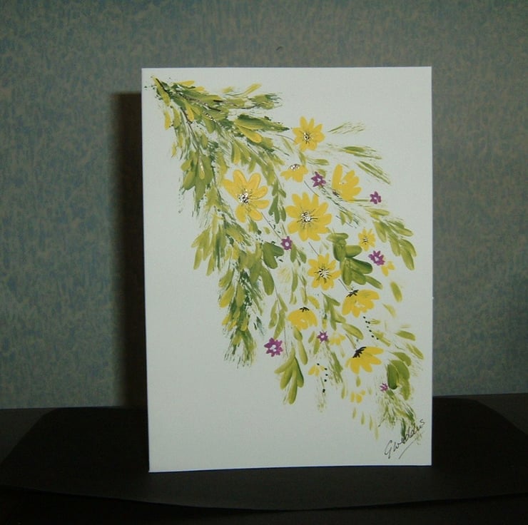 hand painted Spring flowers greetings card ref 46 - Folksy