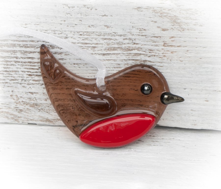 Glass Robin Christmas Decoration - Folksy