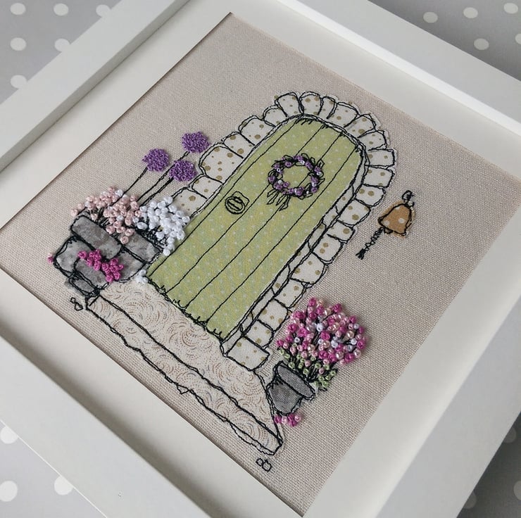 Handmade Country Cottage front door Embroidered... - Folksy