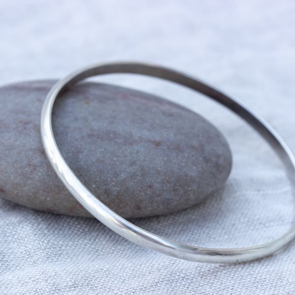 Recycled Sterling Silver Solid Bangle, Hallmarked - Folksy
