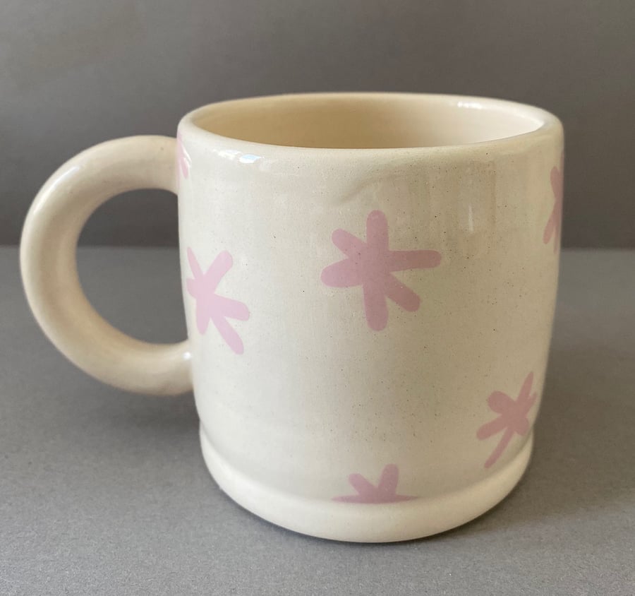 Pink abstract shape ceramic cup. - Folksy
