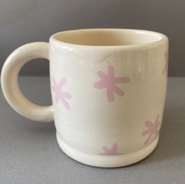 Pink abstract shape ceramic cup. - Folksy