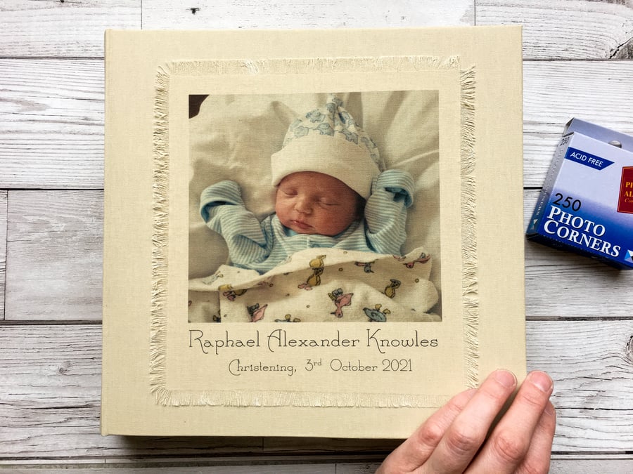 Personalised Linen Baby Album - Medium - Folksy