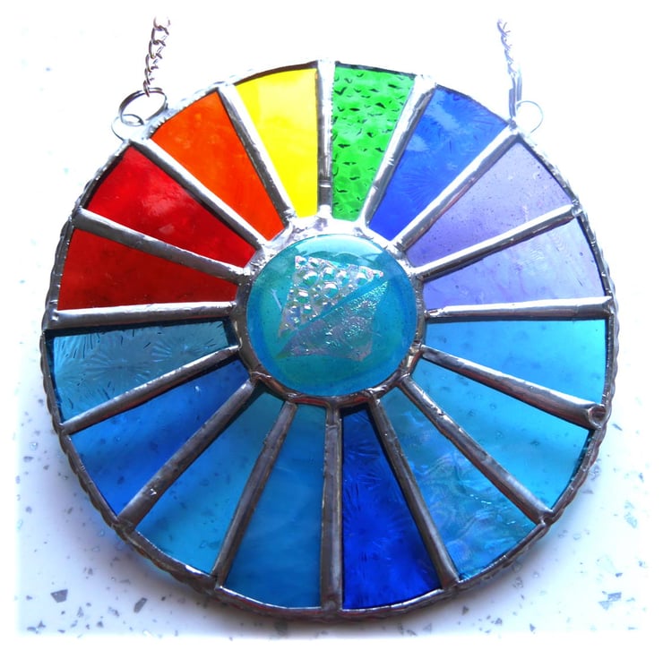 SOLD Rainbow Sea Colourwheel Suncatcher Stained... - Folksy