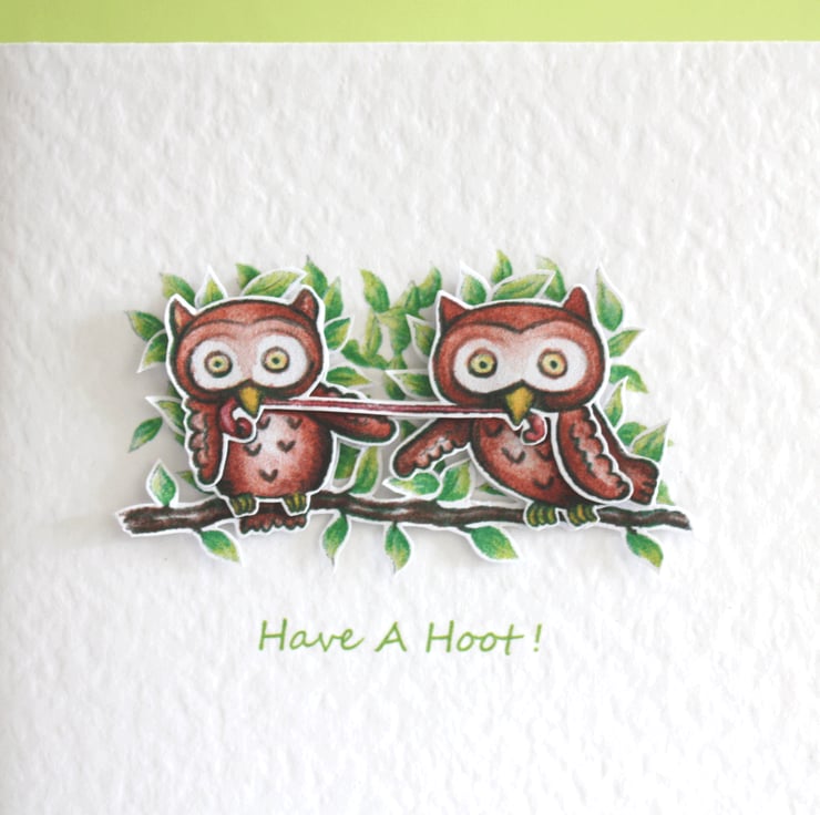Cheeky Pair of Owls A6 Card - Have A Hoot! - Folksy