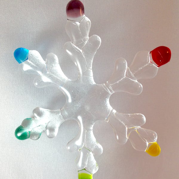 Glass Fused Rainbow Snowflake - Folksy