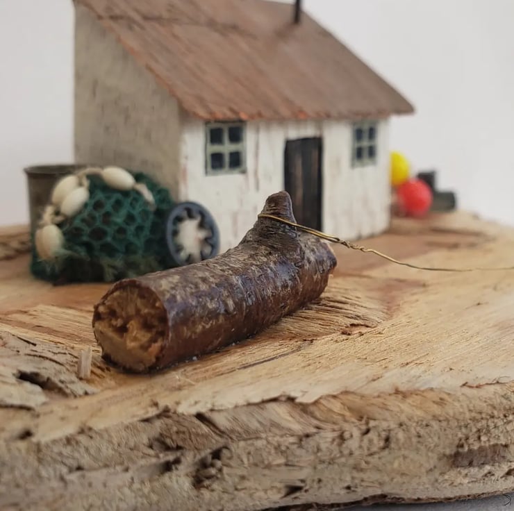Fishing bothy driftwood house and boat scene. - Folksy