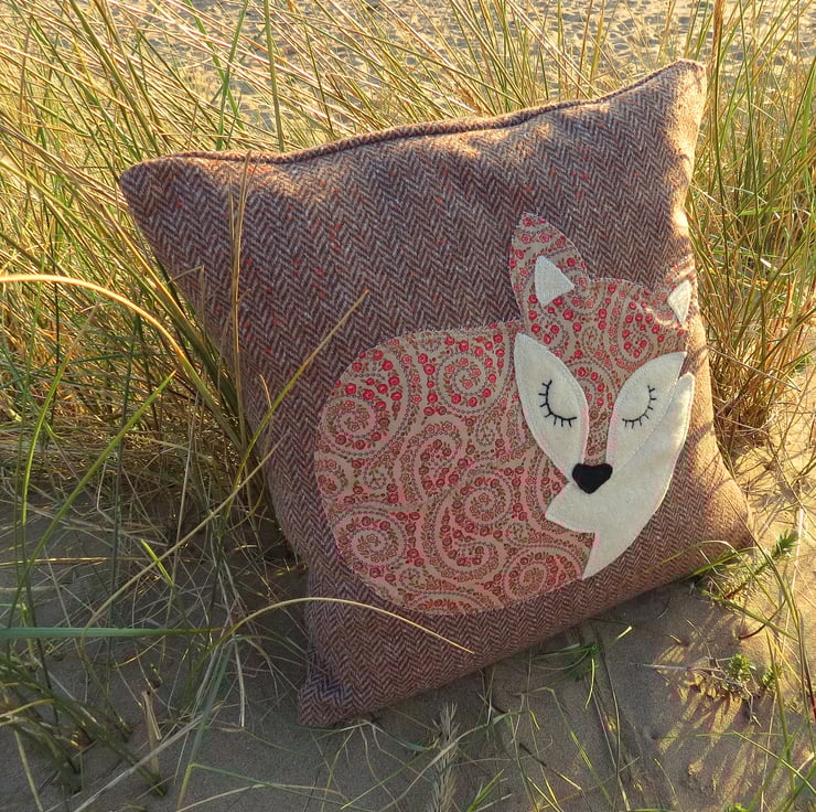 Paisley fox. A snoozy fox cushion, complete wi... - Folksy