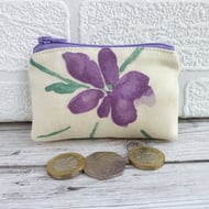 SALE - Coin Purse, Small Purse with Purple Flower - Folksy
