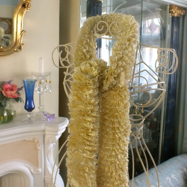 Sparkle Ruffle Scarf - Ivory - Folksy