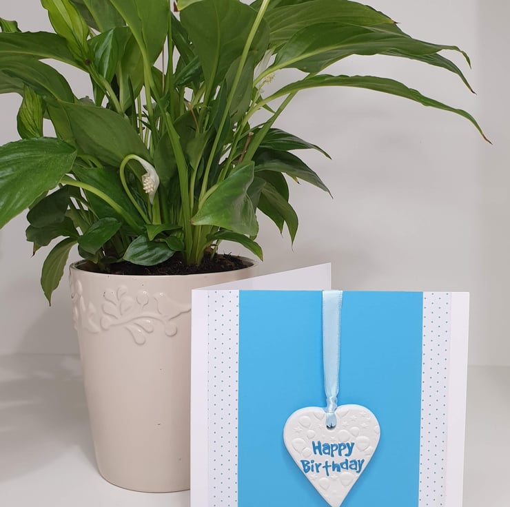 Handmade birthday card with detachable clay hea... - Folksy