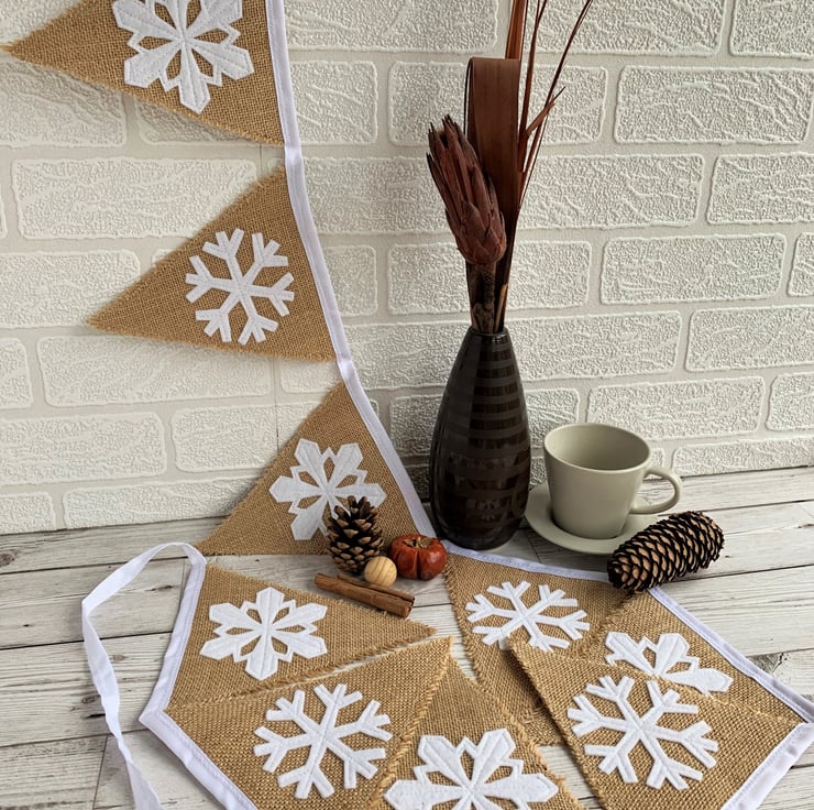 SALE - Snowflakes Christmas Bunting - Folksy
