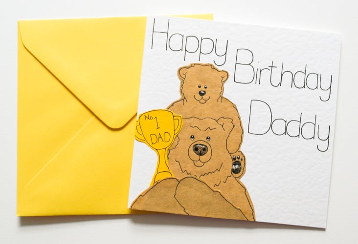 Cute Daddy Birthday Card, Daddy Bear and Baby B... - Folksy