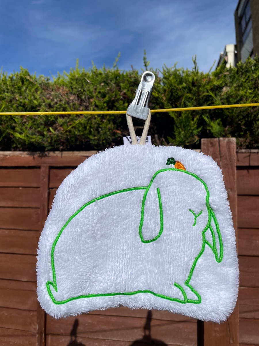 Embroidery hand towel RABBIT BUNNY with tiny Ca... - Folksy