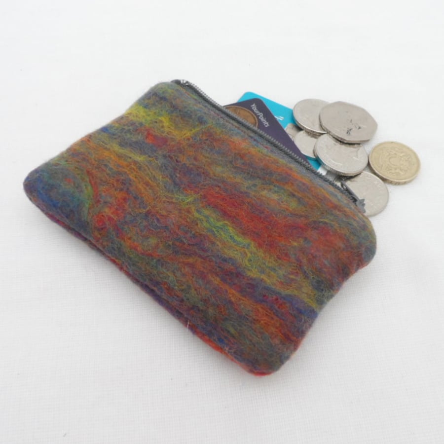 Coin Purse rainbow felted - Folksy