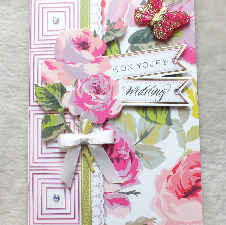 Luxury Handmade Vintage Wedding Card - Folksy