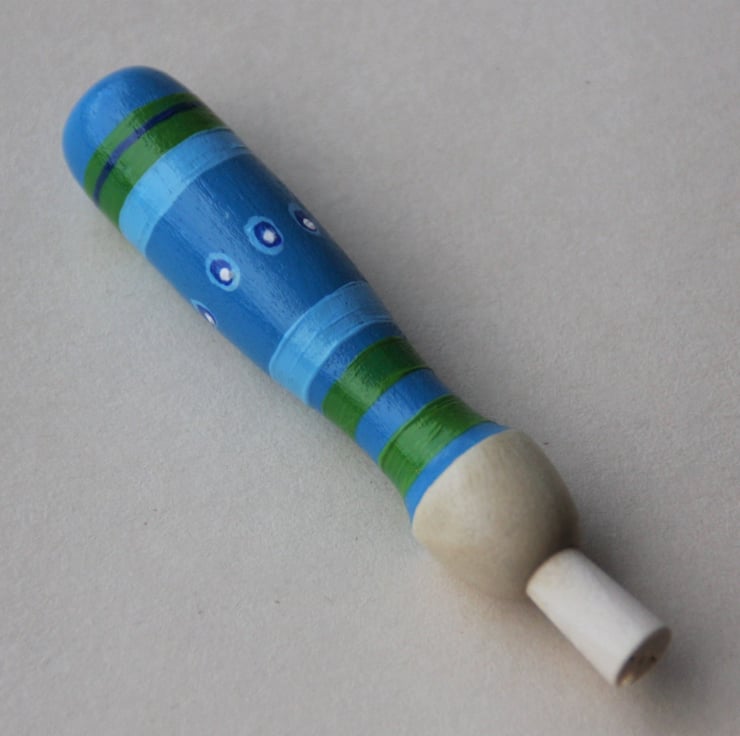 Hand painted blue and green wooden needle grip ... - Folksy