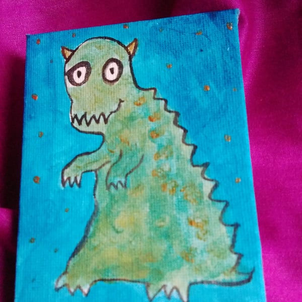 Green Monster Mini-painting - Folksy