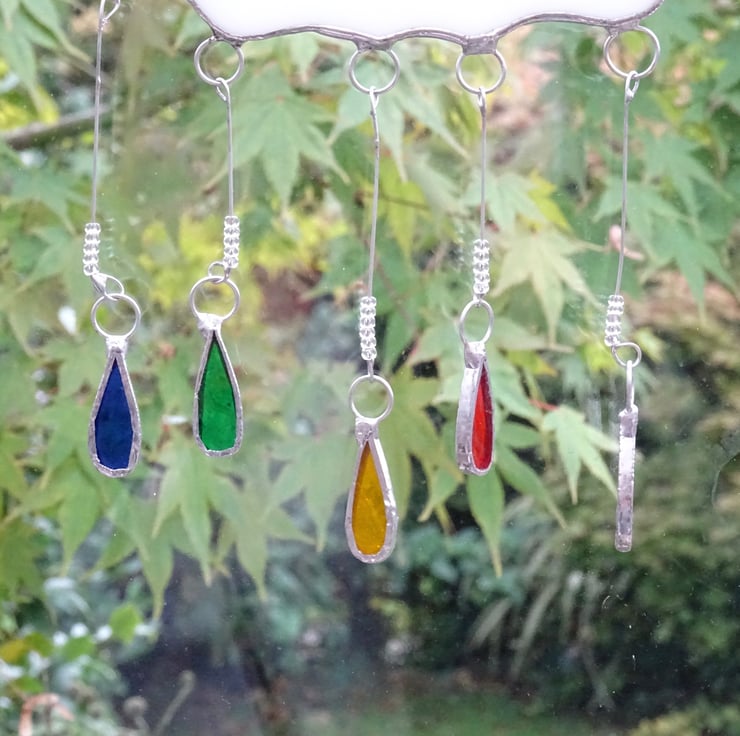 Stained Glass Rain Cloud Multi - Handmade Hangi... - Folksy