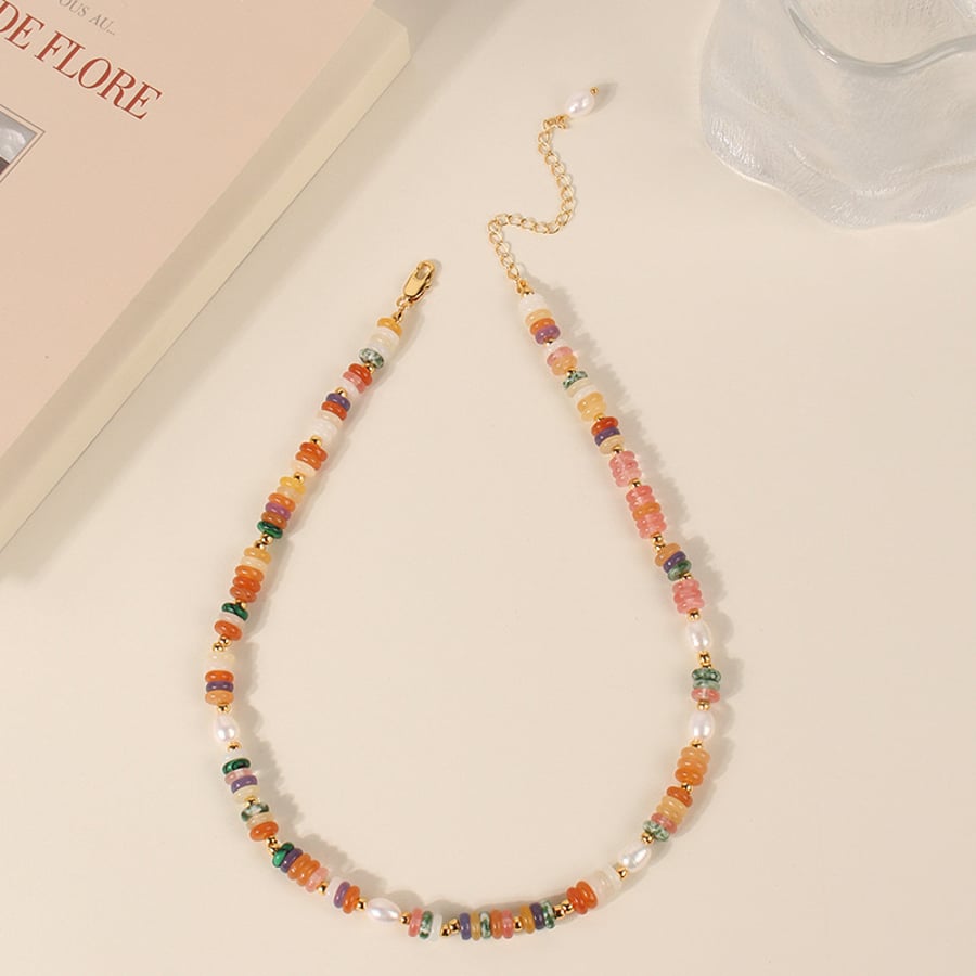 EMMA - Multicolour Stones with Pearls Choker Ne... - Folksy