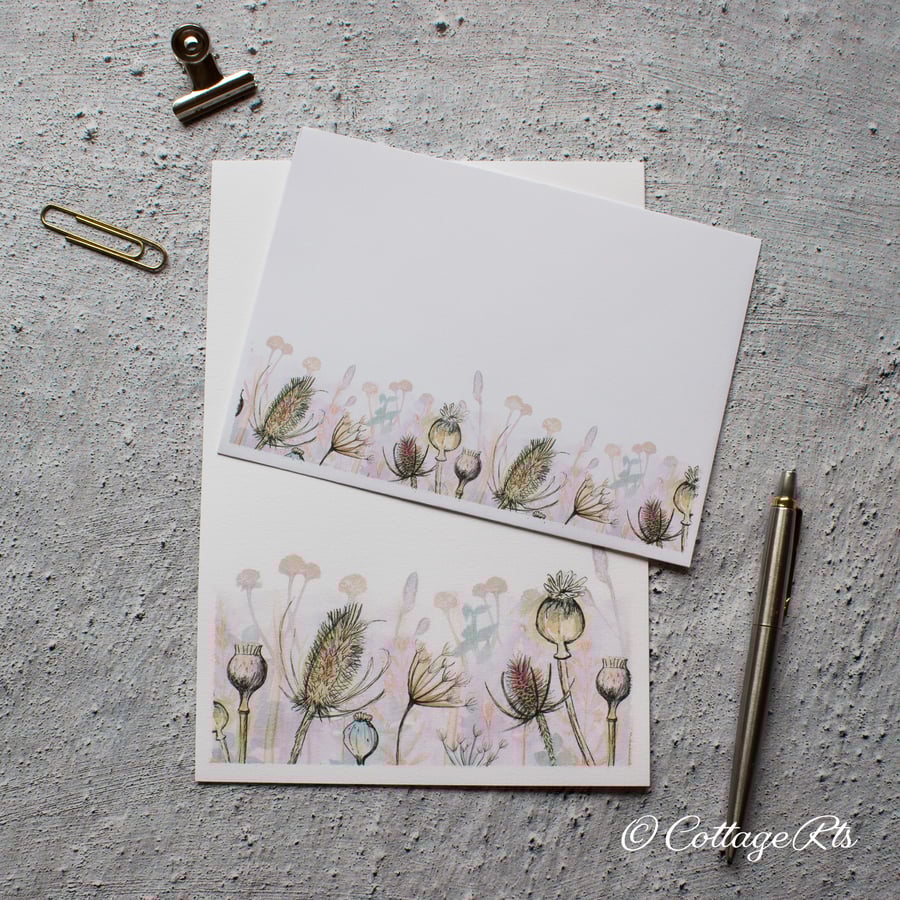 Seed Head Letter Writing Paper Pack of 10 Hand ... - Folksy