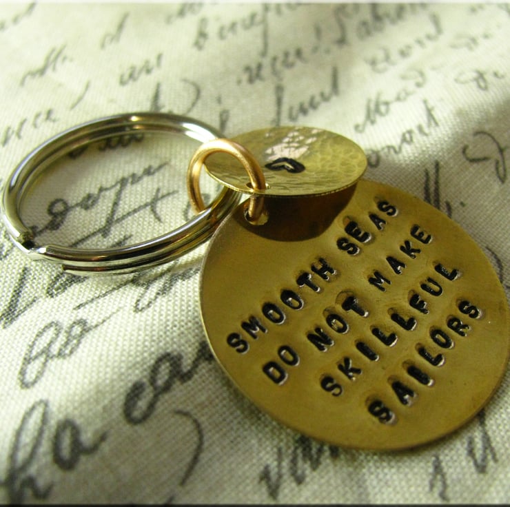 Stamped brass keyring - Folksy