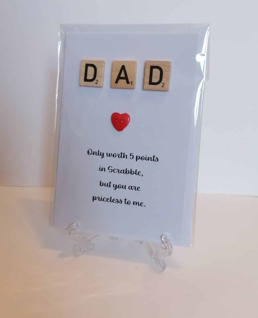 Dad only worth 5 points in Scrabble greetings card - Folksy