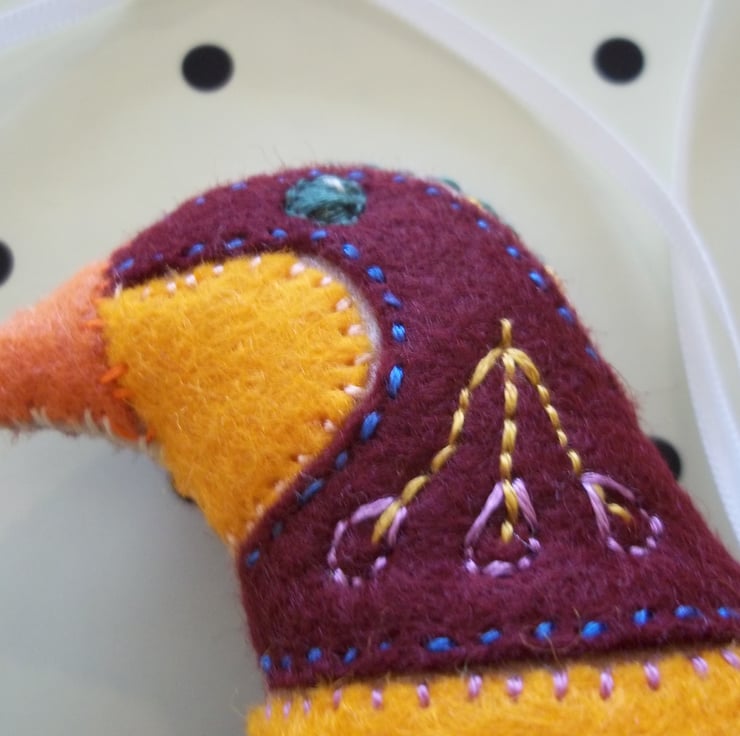 Felt hand stitched and embroidered partridge - Folksy