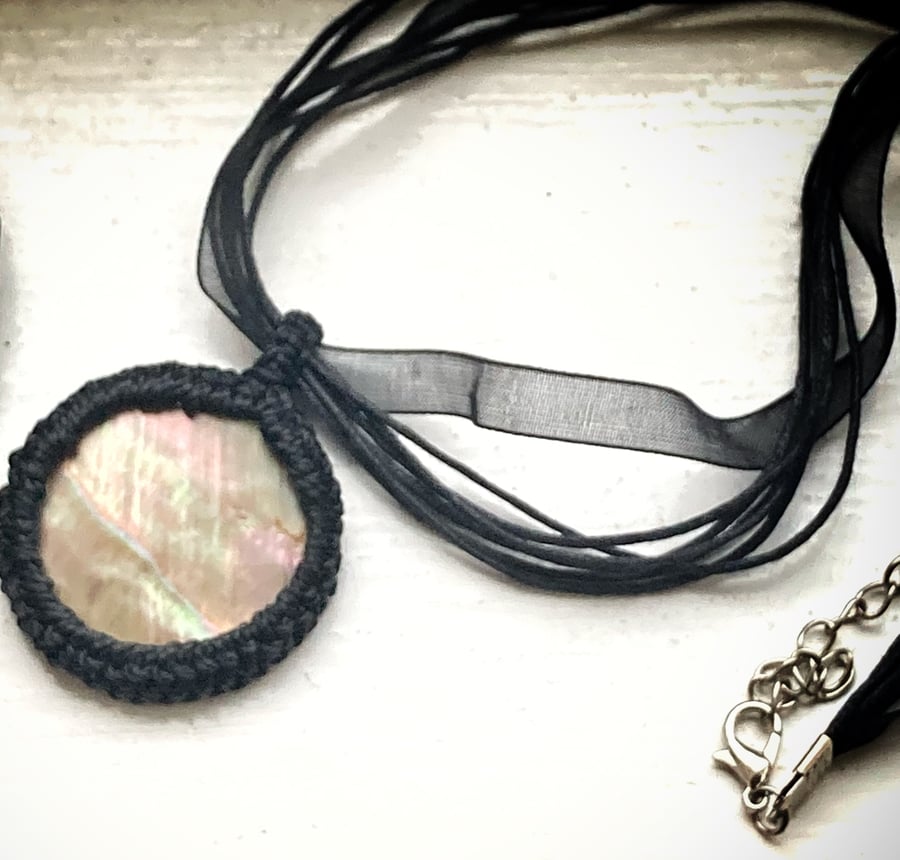Abalone Shell Boho Macrame Necklace, includes F... - Folksy