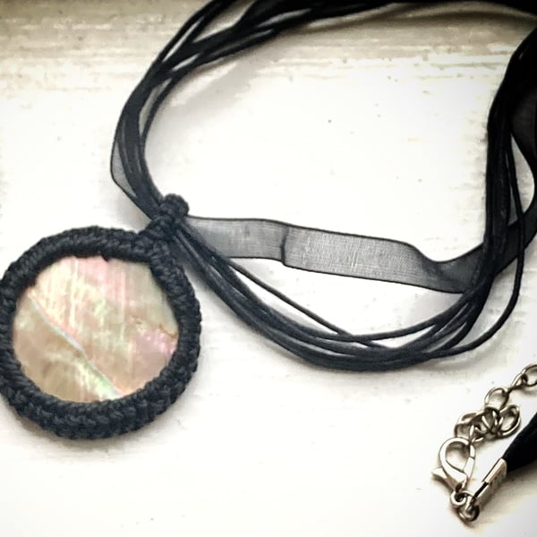 Abalone Shell Boho Macrame Necklace, includes F... - Folksy