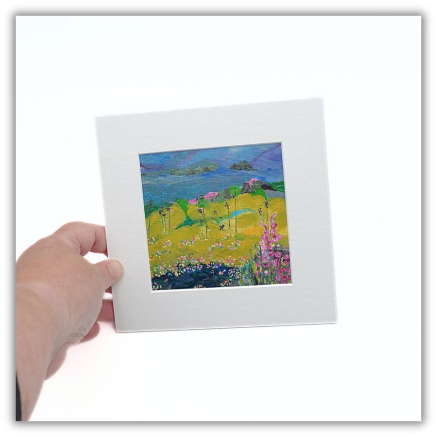 A small mounted abstract painting - landscape -... - Folksy