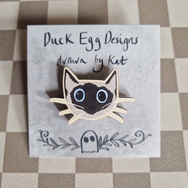 Siamese Cat Pin Badge - Folksy