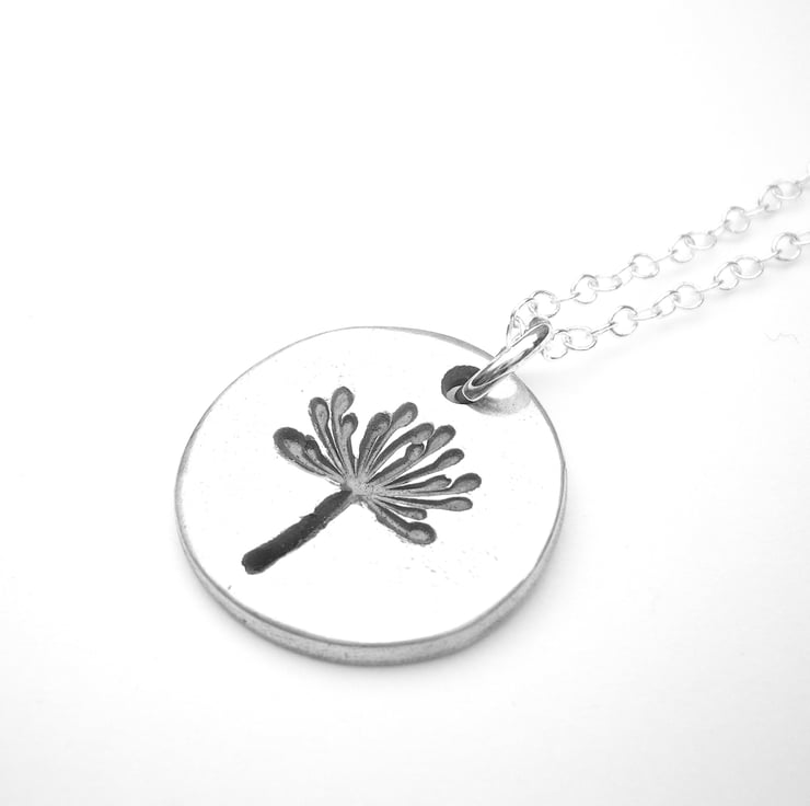 Simple Silver Dandelion Pendant - Folksy