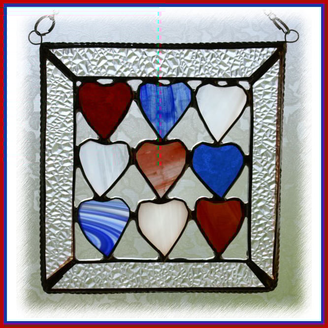 Valentine Hearts Suncatcher Stained Glass Love ... - Folksy